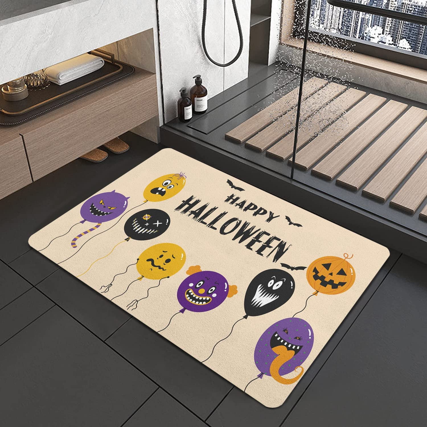Funny Halloween Bath Mat Decor 20"x32" Non Slip Quick Dry Super Water ...