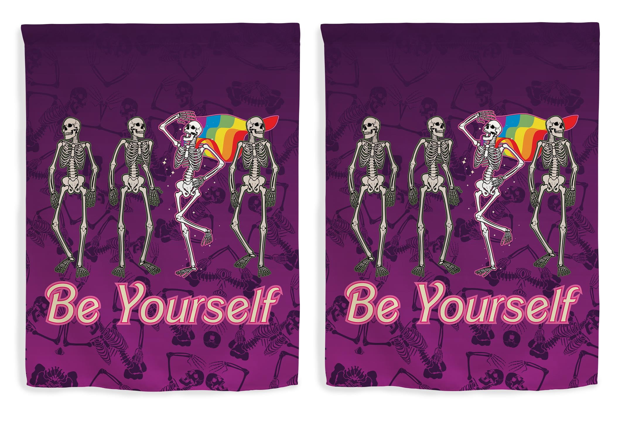 Funny Halloween Flags Be Yourself Pride Rainbow Skeleton 2 Pack ...