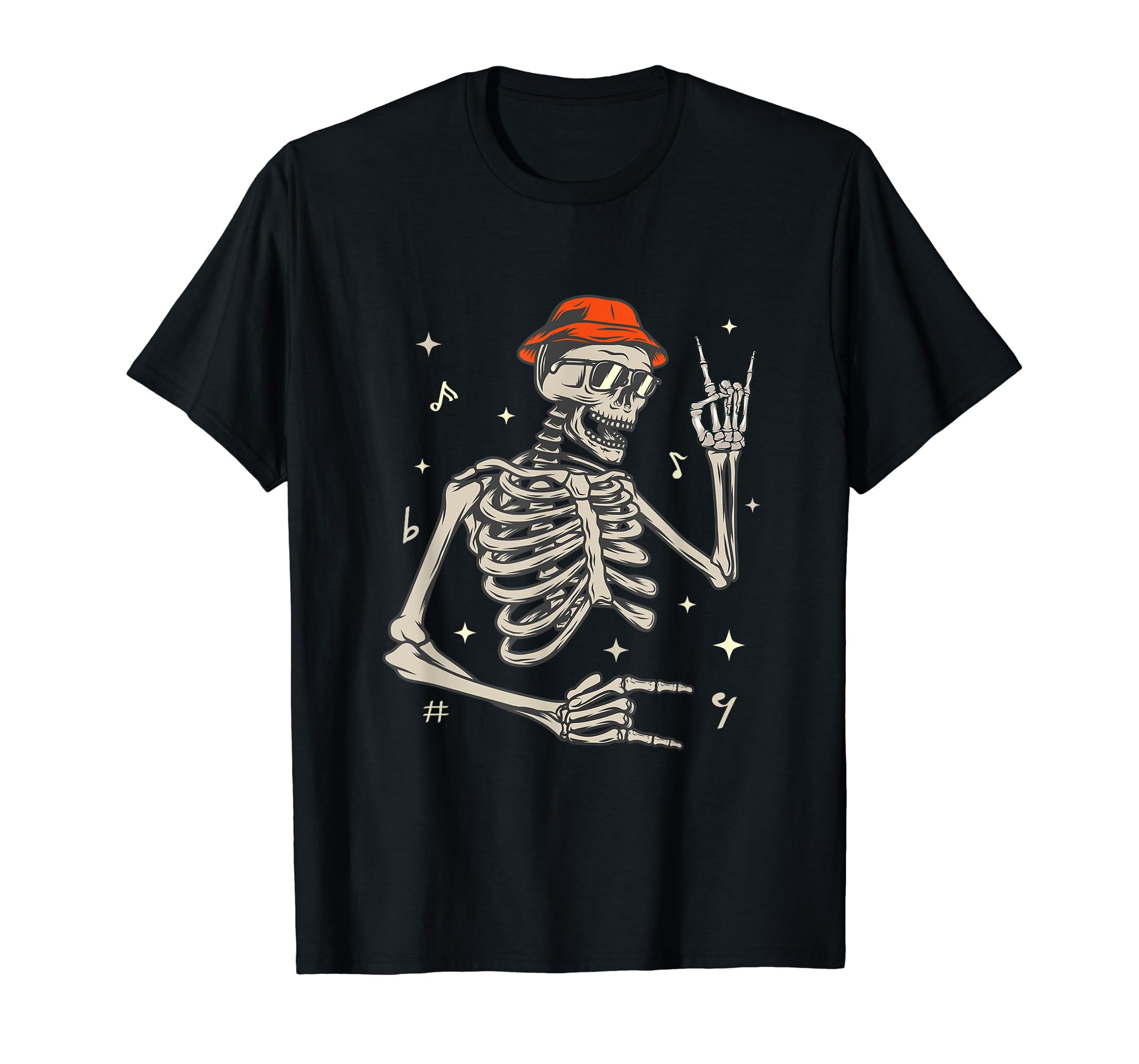 Funny Halloween Gifts Rocker Skeleton Hand Rock On Costume T-Shirt ...