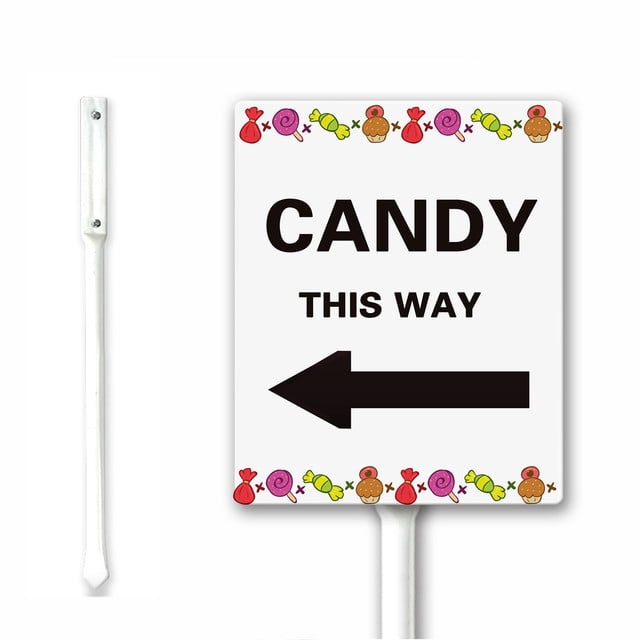 Funny Halloween Outdoor Decor Candy This Way With Left Arrow Yard Sign ...