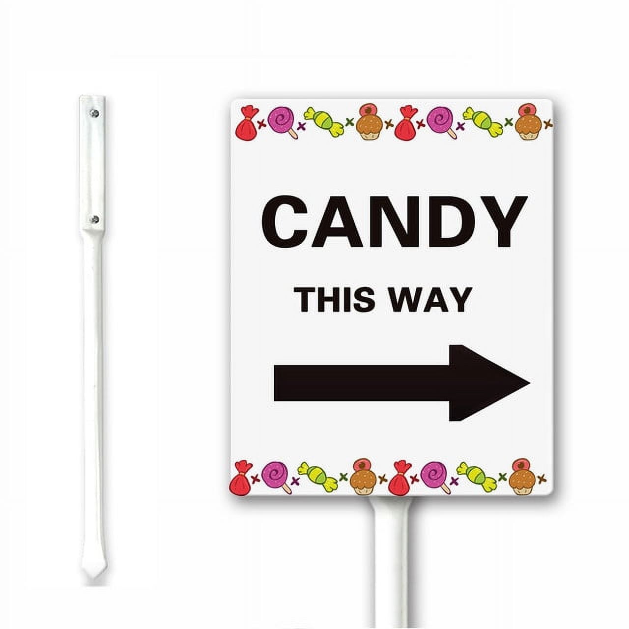 Funny Halloween Outdoor Decor Candy This Way With Right Arrow Yard Sign With Stake 8In X 12In ...
