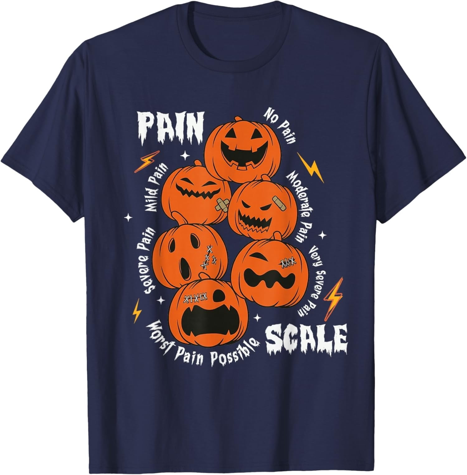Funny Halloween Pumpkin Pain Scale T-Shirt – Perfect for Nurses ...