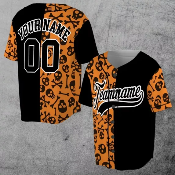 Funny Halloween Skull Cross Bone Pattern Gift 3D Baseball Jersey - Hot ...
