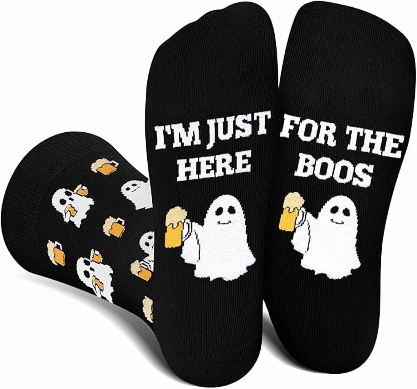 Funny Halloween Socks for Men Women Teen Boys- Ghost Spooky Fun Novelty ...