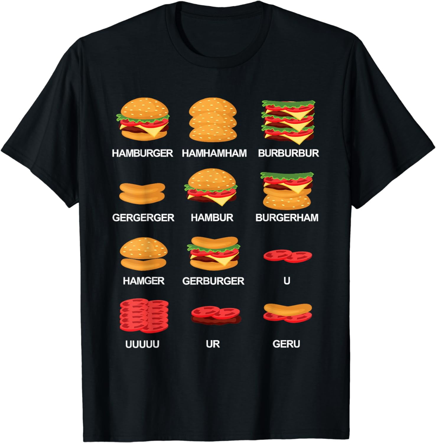 Funny Hamburger Burger Meme Cheeseburger Humor Humorous T-Shirt ...