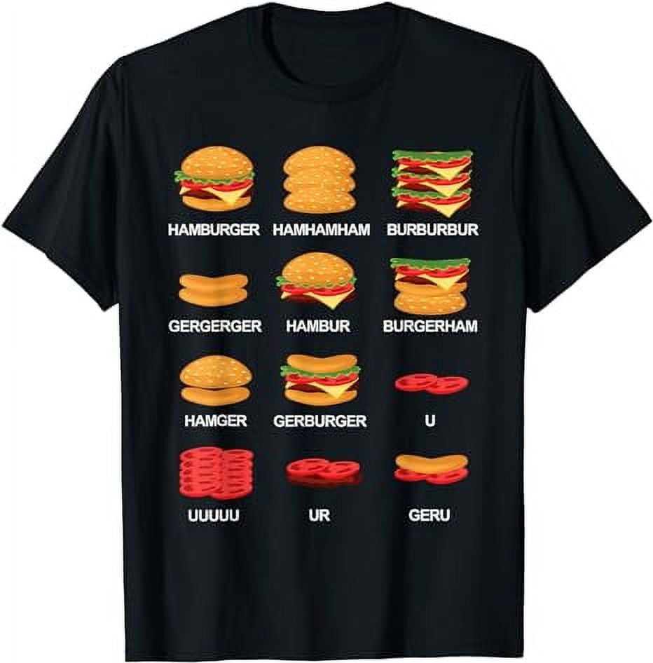 Funny Hamburger Burger Meme Cheeseburger Humor Humorous T-Shirt ...