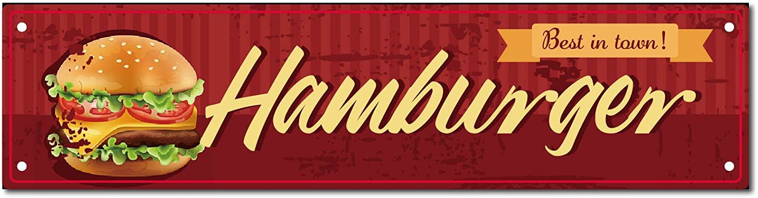 Funny Hamburger Metal Tin Signs Vintage Long Wall Art Decor Retro ...