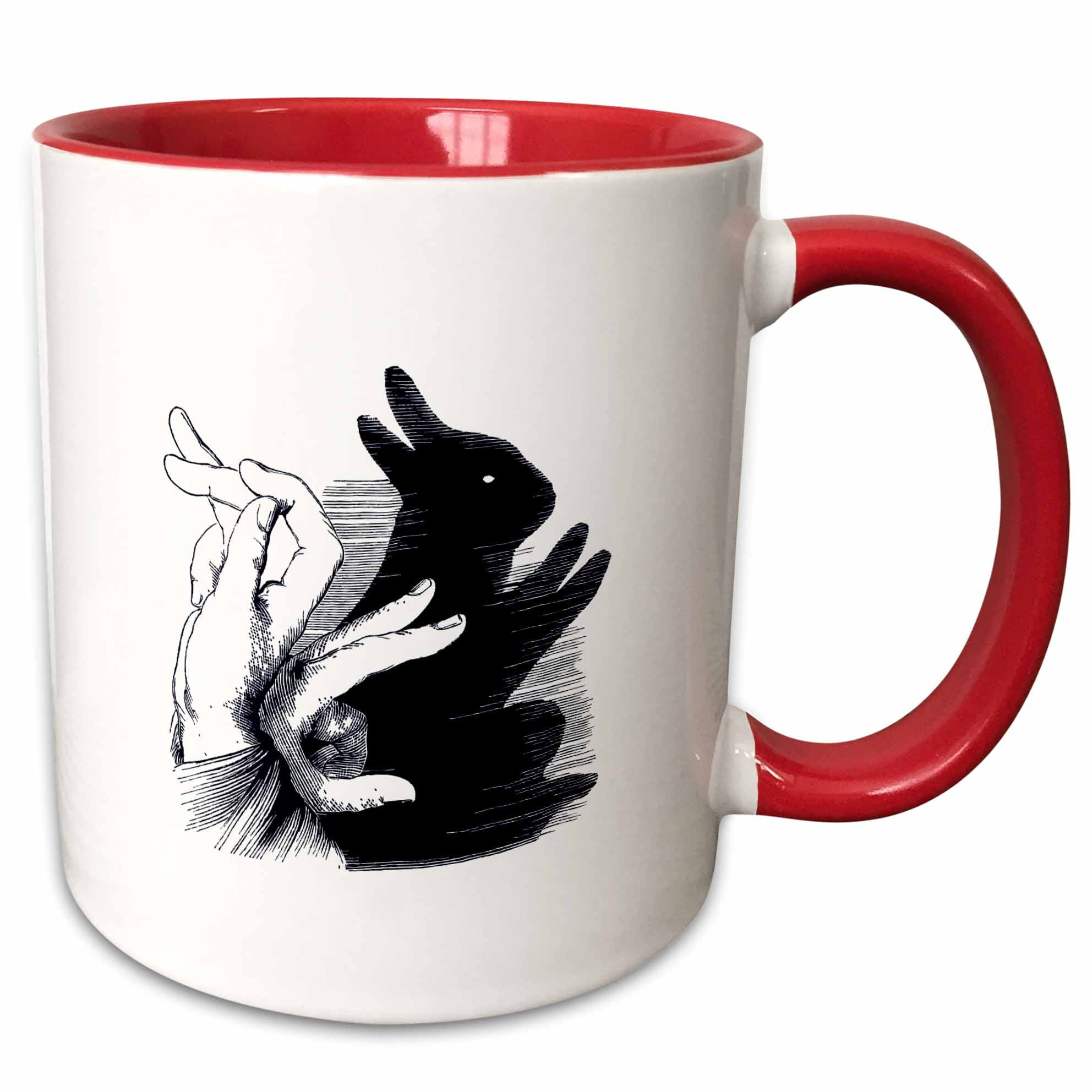 3drose, Funny Hand Shadows Design with Bunny Rabbit Shadow, 15oz Two ...