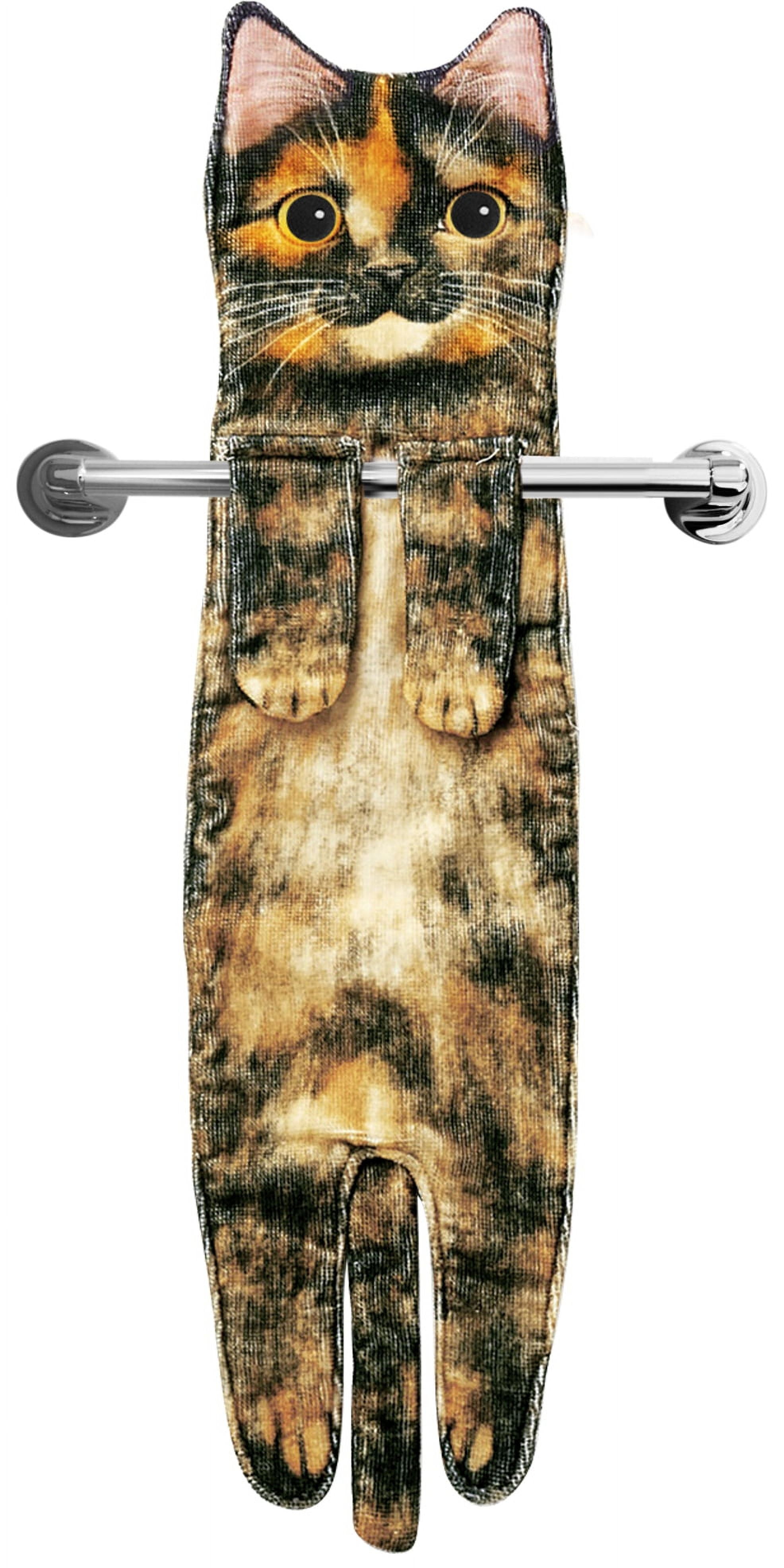 Agrimony Kitty Paw Prints Hand Towels, Funny Cat Towels for Bathroom ...