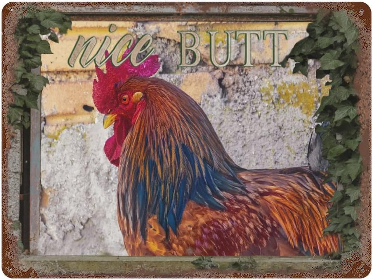 Funny Hanging Sign Nice Butt Chicken Bathroom Vintage Metal Tin Sign ...