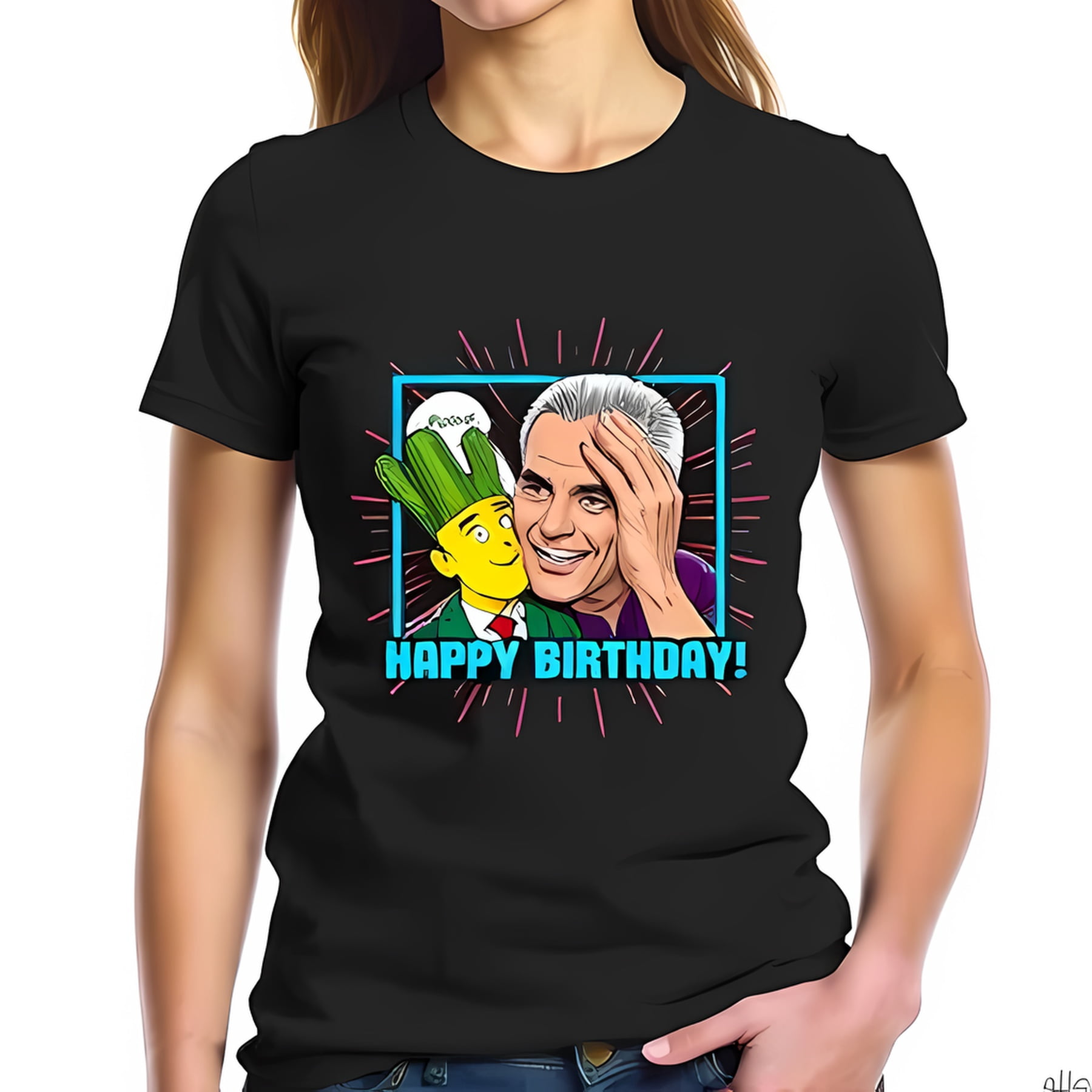 Funny Happy Birthday T-Shirt for Men with Gray Hair Graphic Comical ...