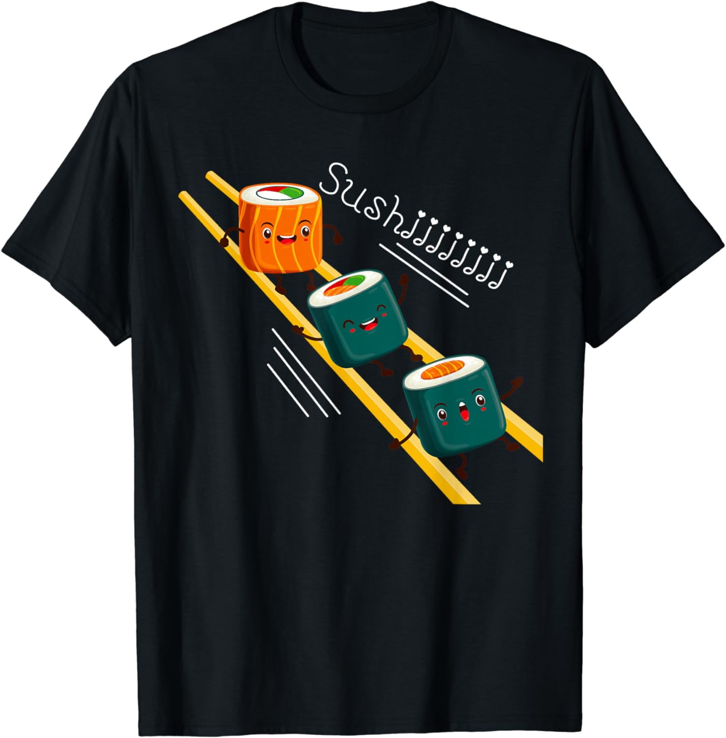 Funny Happy Cute Sushi Anime character Kawaii Japaneses Food T-Shirt ...