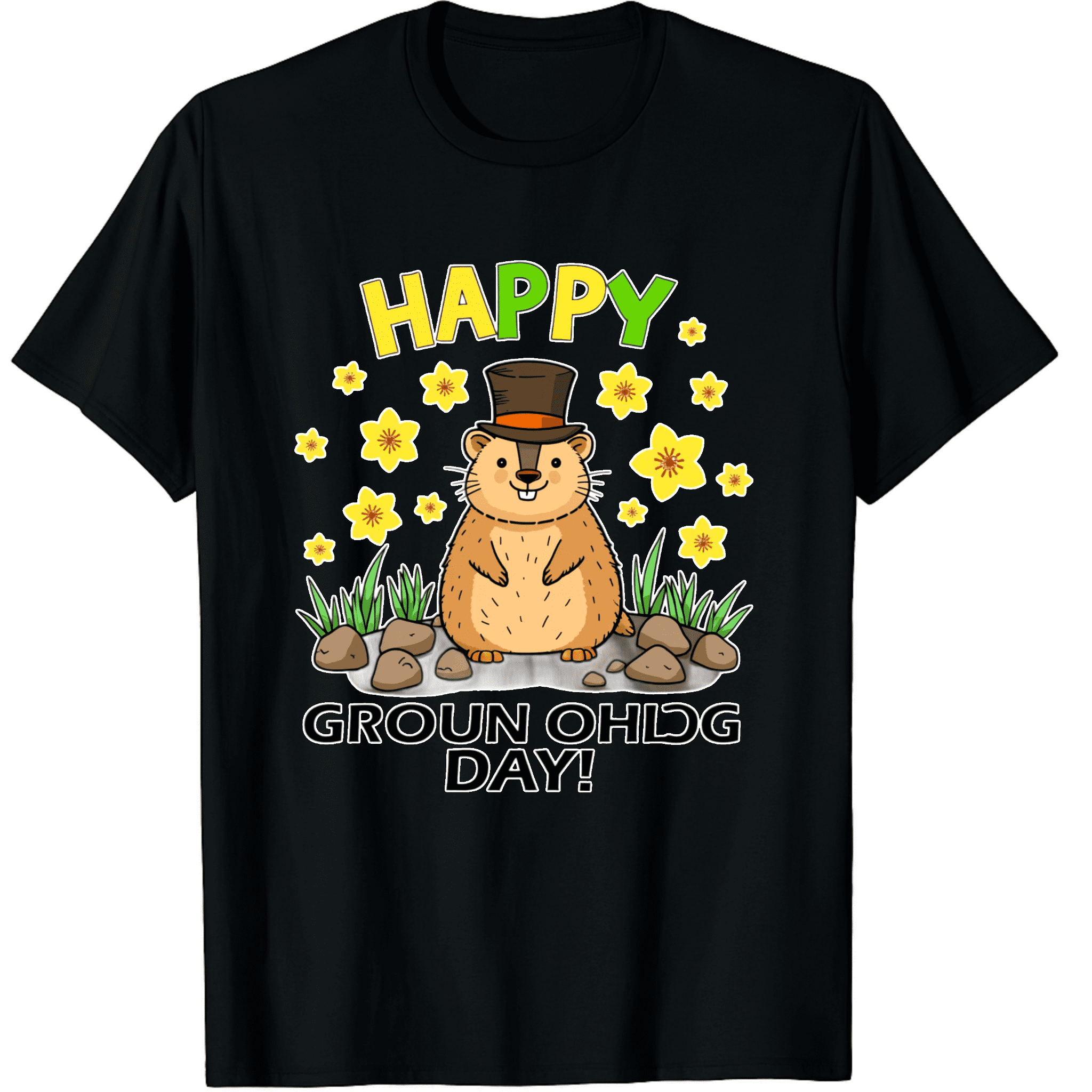 Funny Happy Groundhog Day Typography Men Women Short Sleeve Graphic T ...