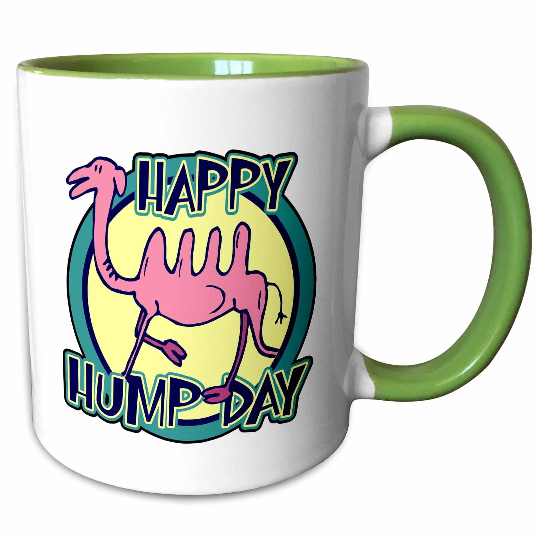 3drose, Funny Happy Hump Day Pink Camel Cartoon Design, 15oz Two-tone ...