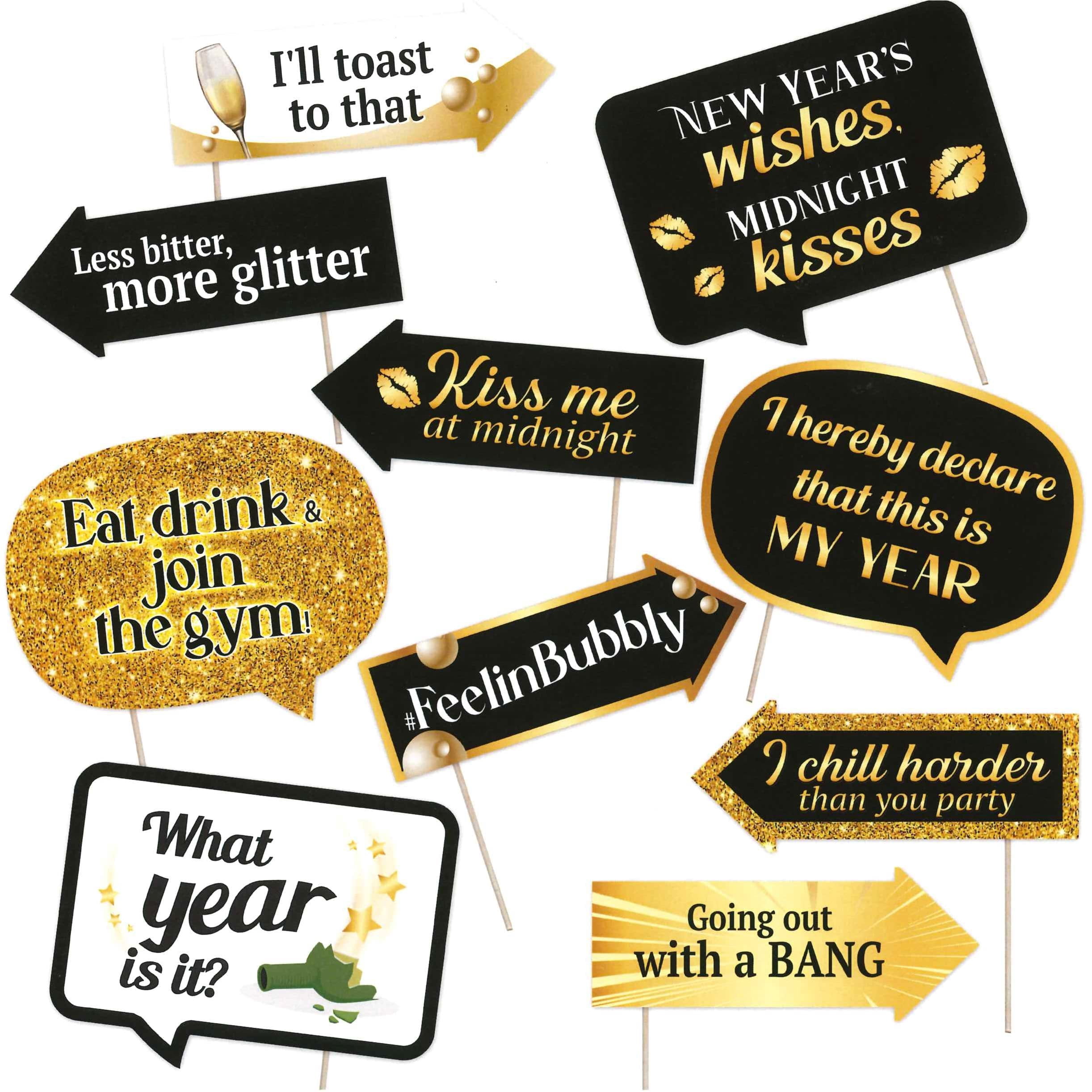 Funny Happy New Year Photo Booth Props - New Year's Eve Themed Party ...
