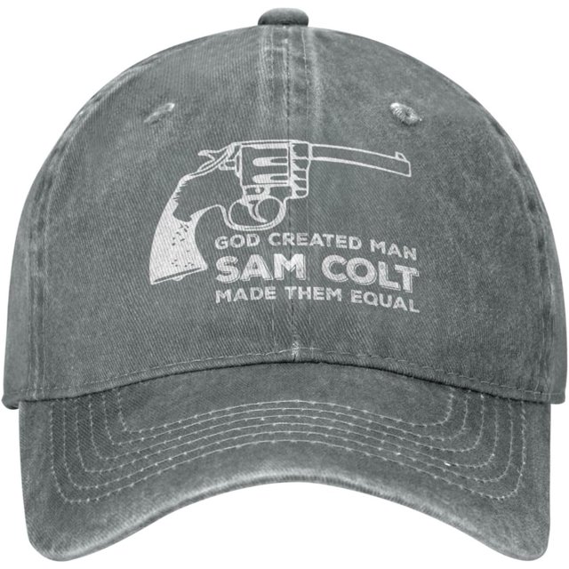 Funny Hat God Created Man Sam Colt Made Them Equals Hat Men Baseball ...