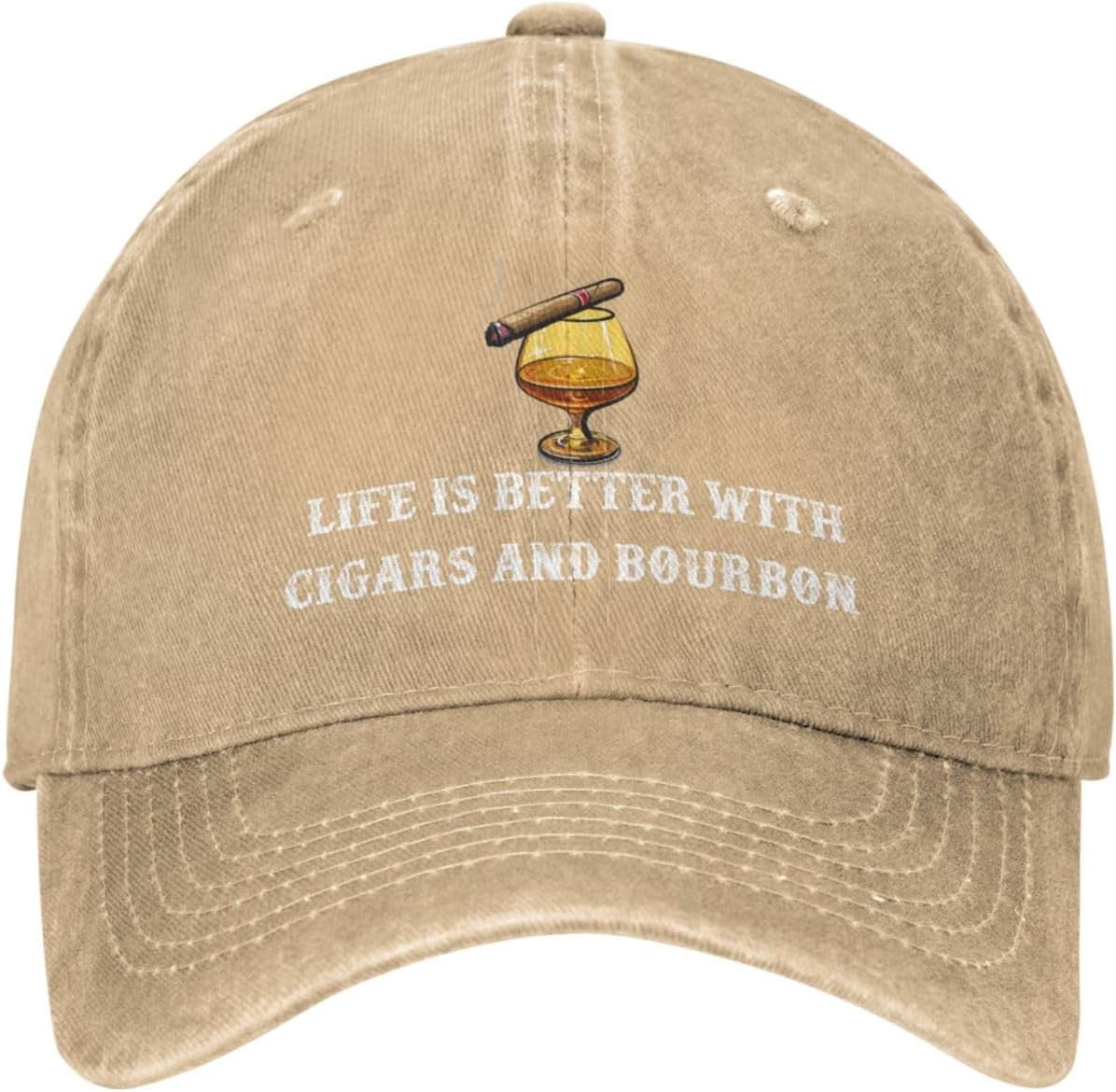 Funny Hat Life is Better with Cigars and Bourbon Hat for Men Baseball ...