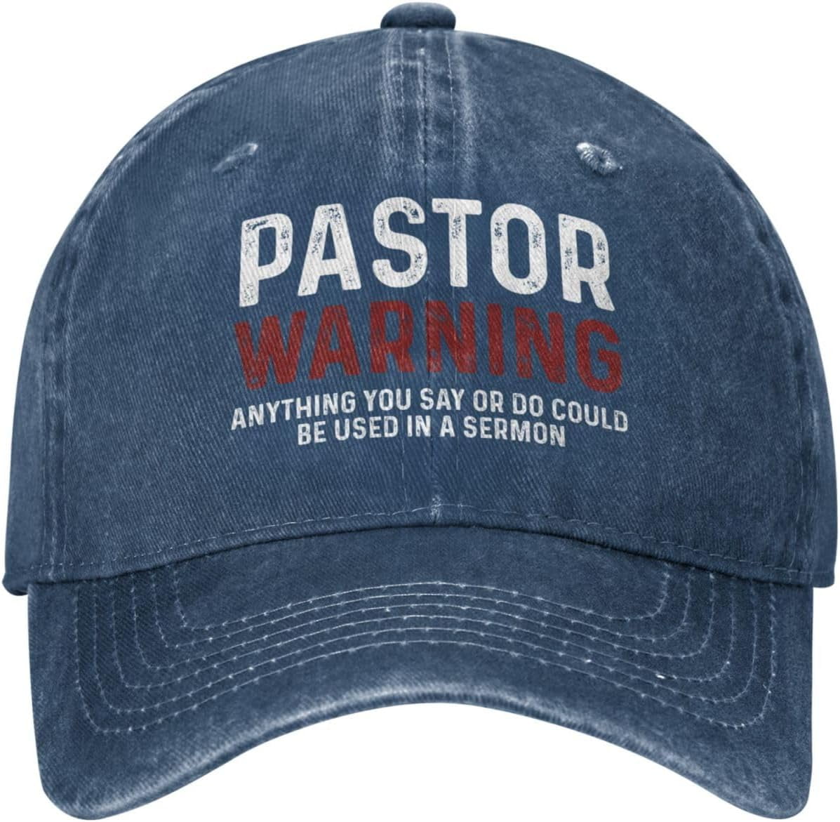 Funny Hat Pastor Warning Anything You Say Hat Men Baseball Caps ...