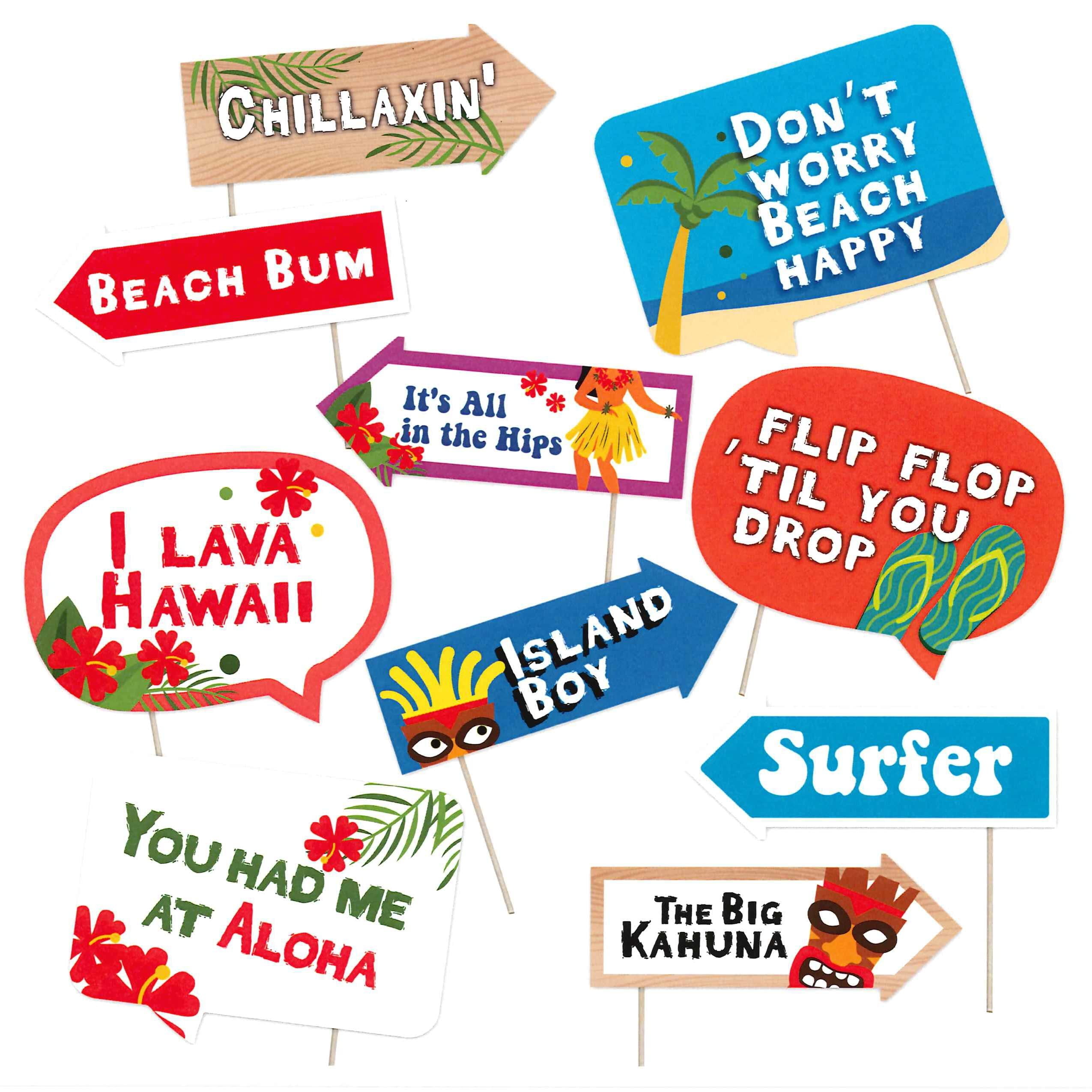 Funny Hawaiian Luau Photo Booth Props - Summer Island Aloha Beach Pool ...