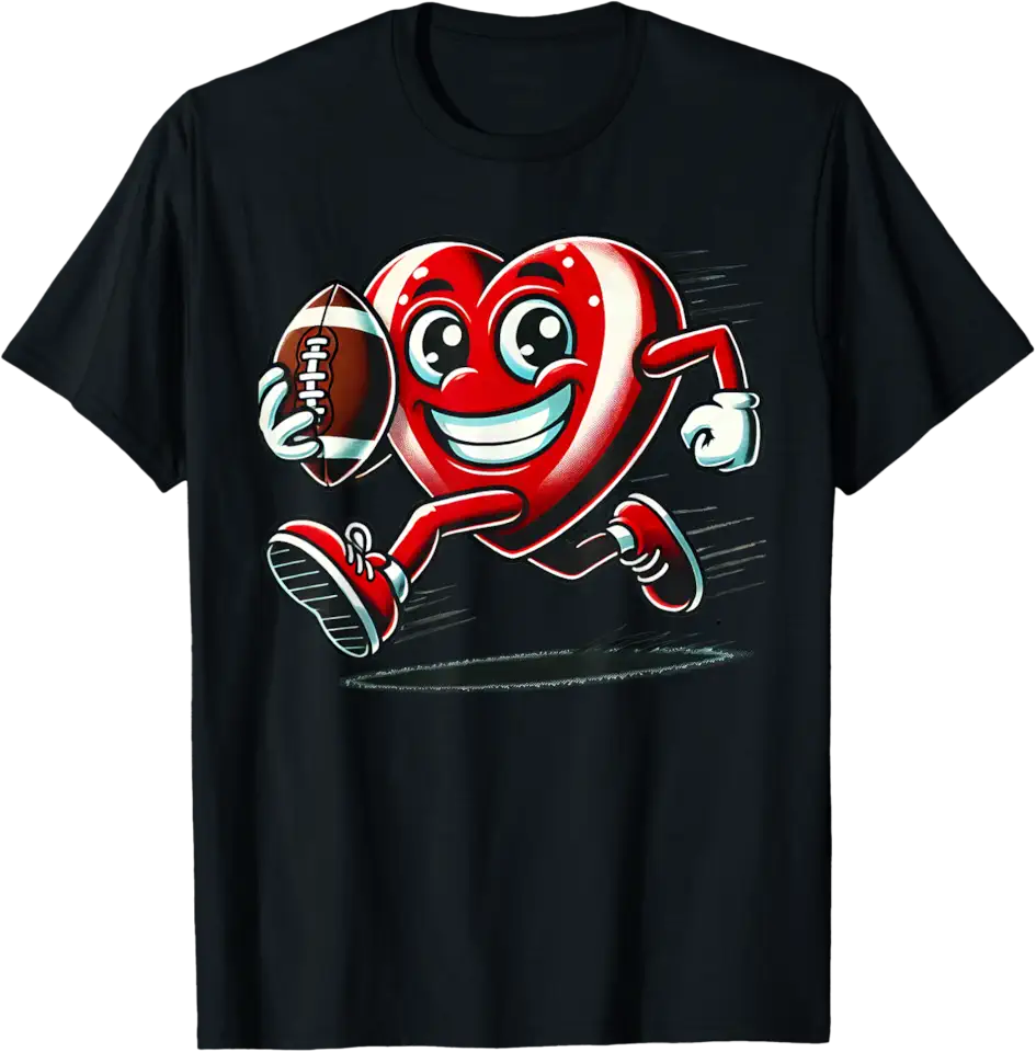 Funny Heart American Football Valentine Sports Women Kids T-Shirt ...