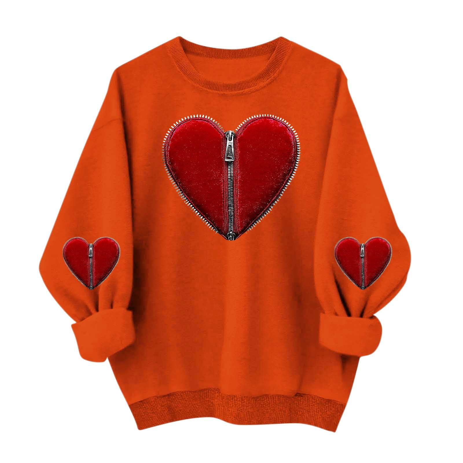 Funny Heart Print Valentine'S Day Shirts For Women Casual Long Sleeve ...