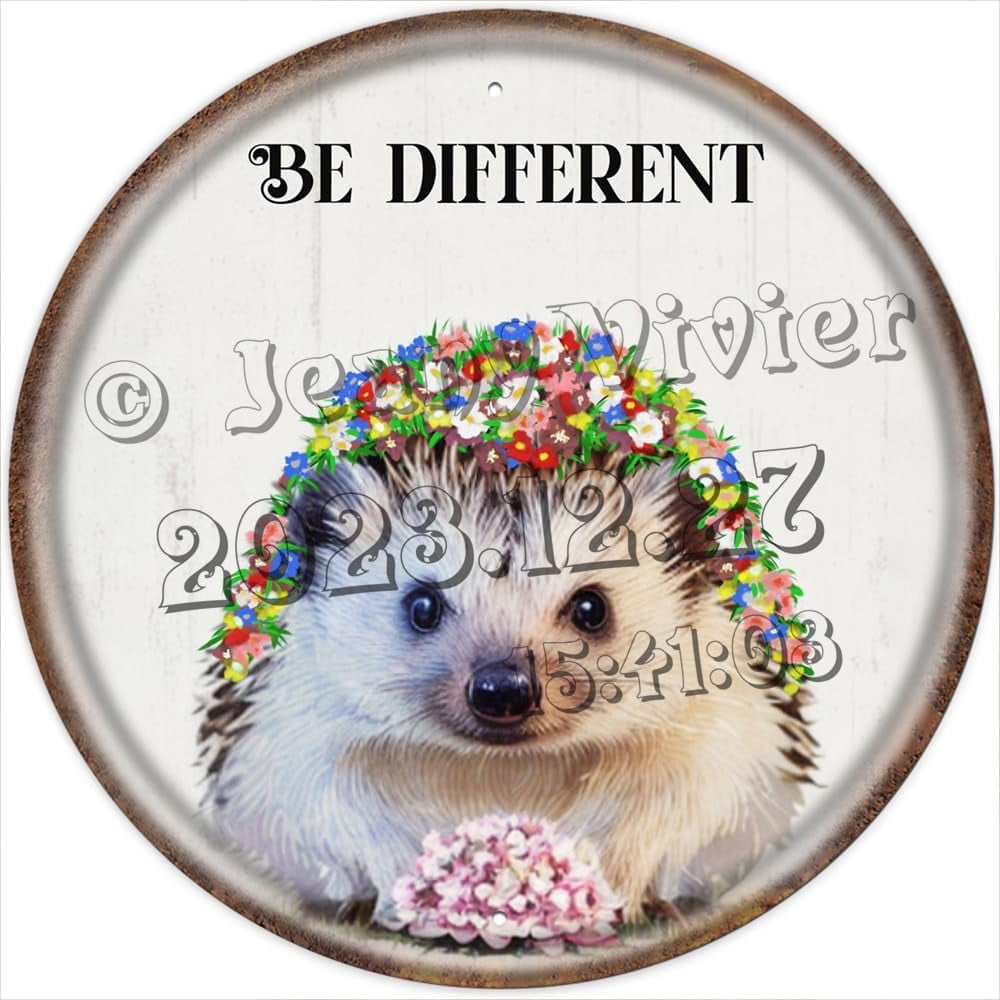 Funny Hedgehog Round Tin Signs, Safari Animal Nursery Wall Decor ...