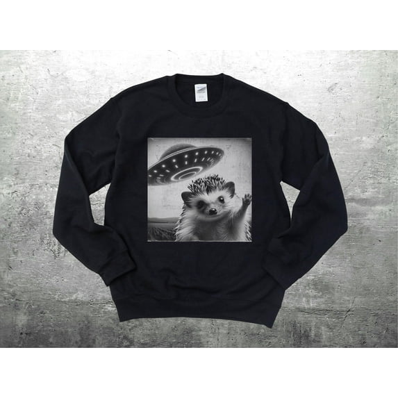 Funny Hedgehog Shirt, Hedgehog UFO Selfie T-Shirt, Weird Animal Shirt ...