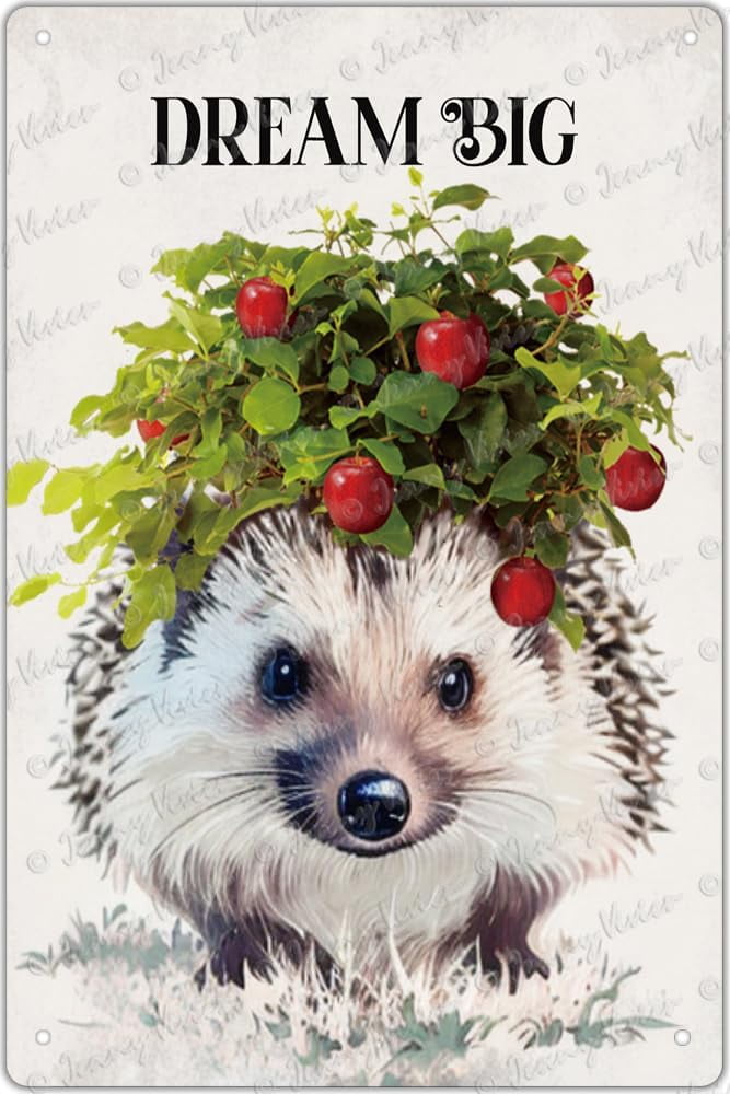 Funny Hedgehog Tin Signs, Woodland Baby Nursery Wall Art Decor ...