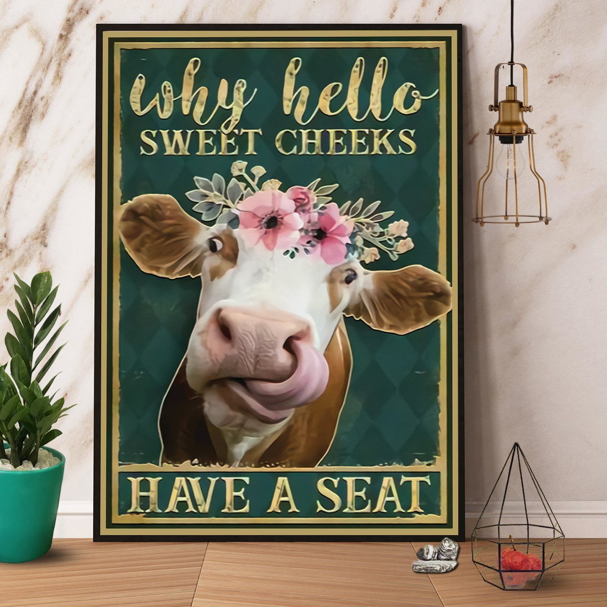 Funny Heifer Cow Why Hello Sweet Cheeks Have A Seat Farm Cow Lover ...