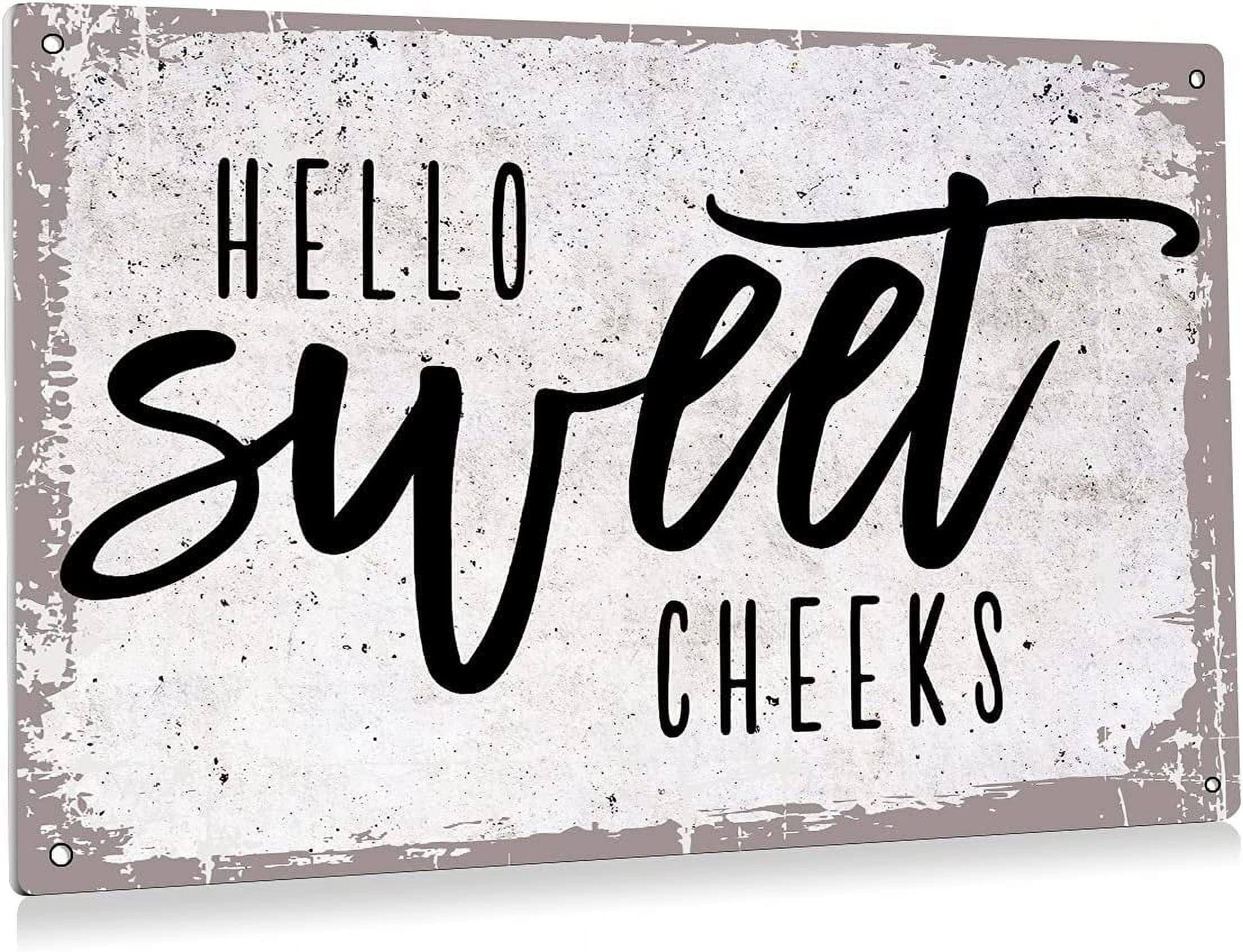 Funny Hello Sweet Cheeks Bathroom Metal Tin Sign Wall Decor - Vintage ...
