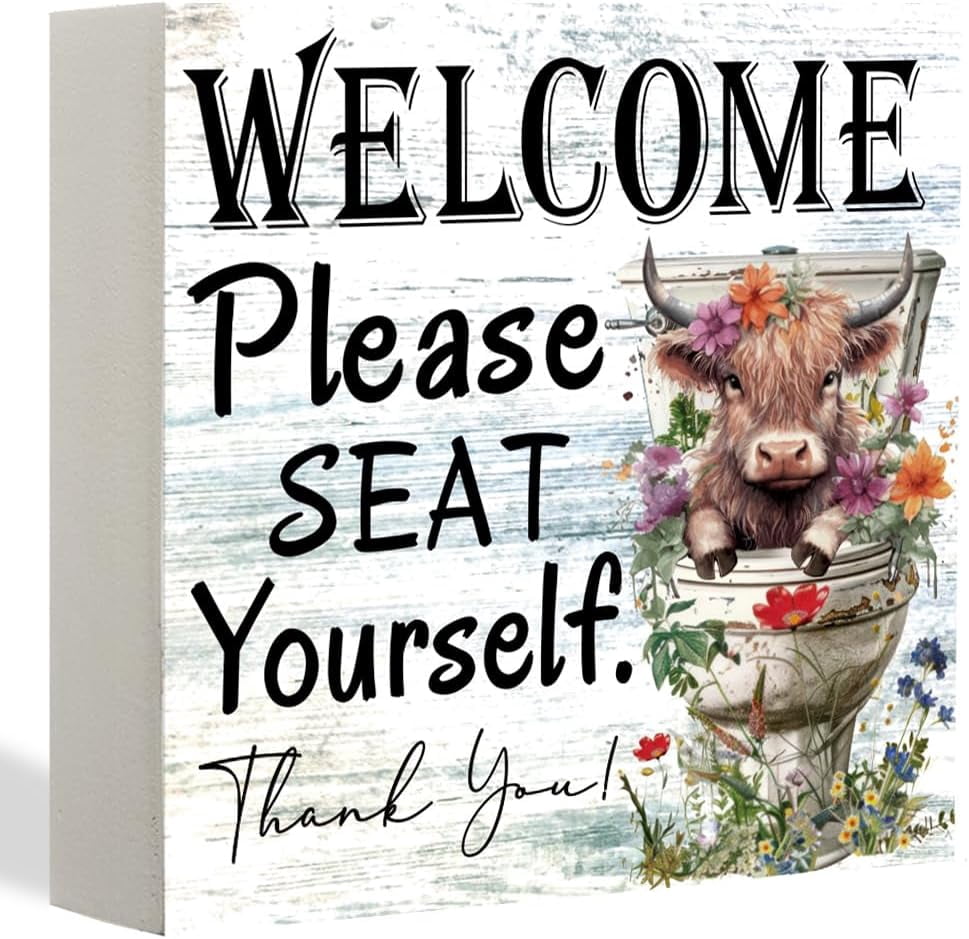 Funny Highland Cow Bathroom Rustic Farmhouse Western Cow Christmas ...