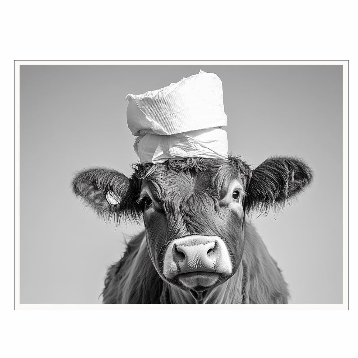 Funny Highland Cow Bathroom Wall Art Black and White Toilet Paper ...