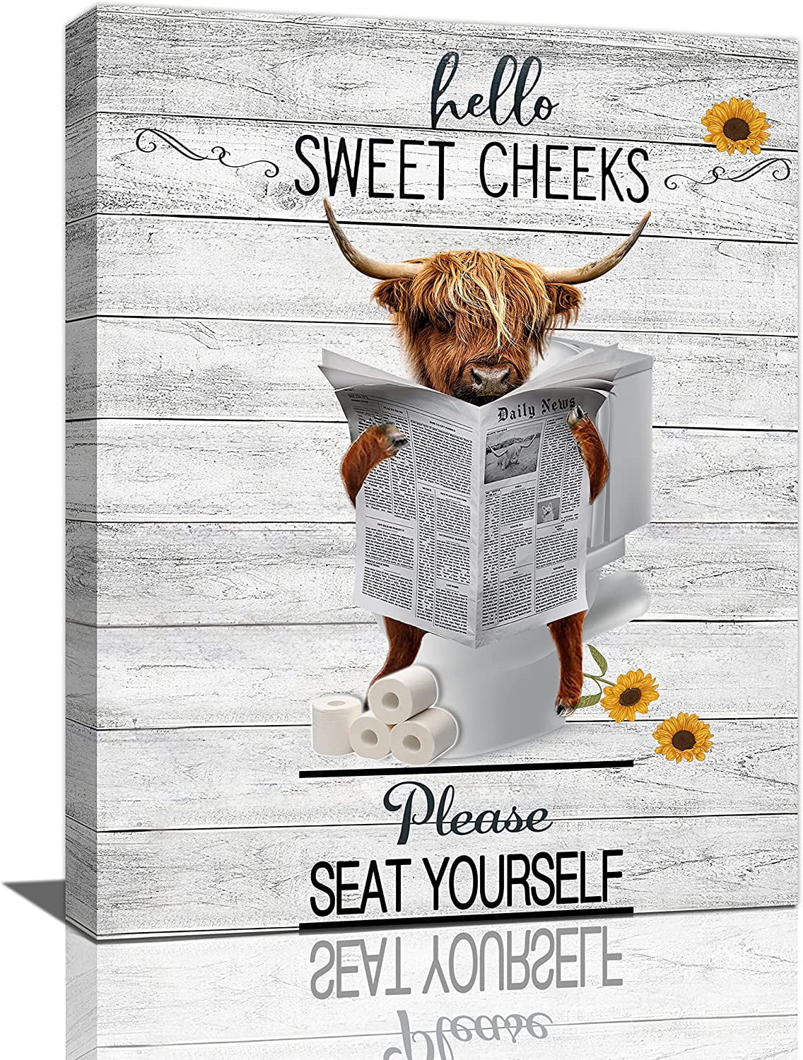 Funny Highland Cow Bathroom Wall Art Highland Cattle Bathroom Wall ...