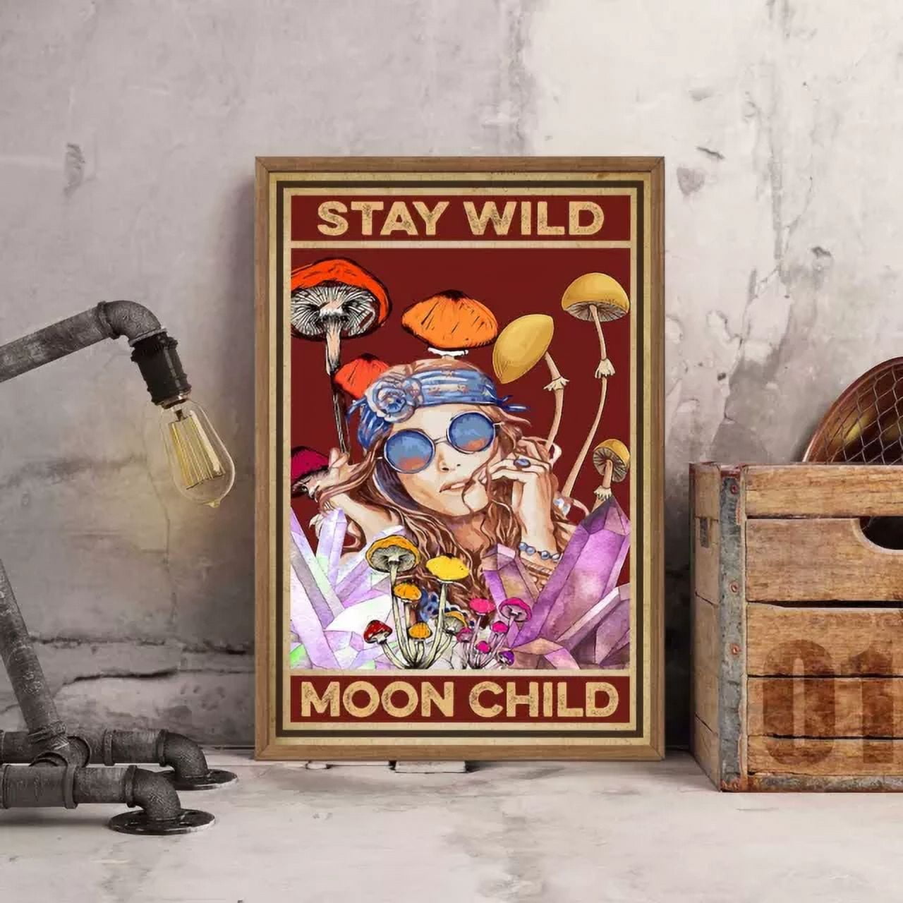 Funny Hippie Girl Vintage Poster, Stay Wild Moon Child Poster Print NO ...