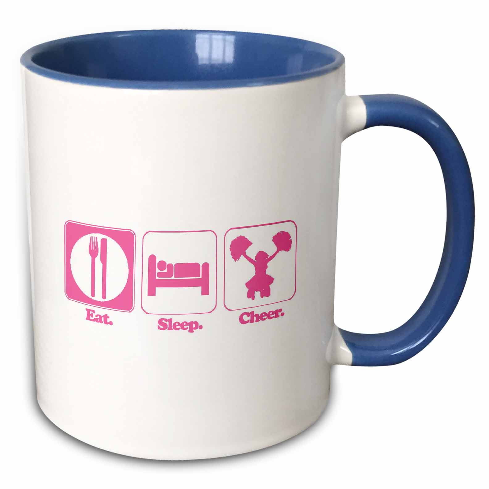 Funny Hobby Lifestyle Design Eat Sleep Cheer 15oz Two-Tone Blue Mug mug ...
