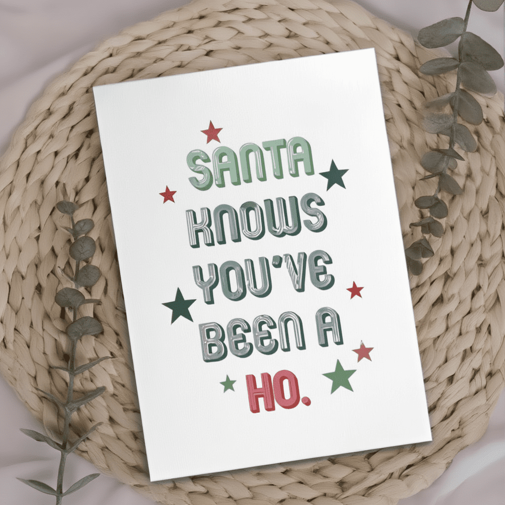 Funny Holiday Card - "Santa Knows You've Been a Ho" - Humorous Greeting ...