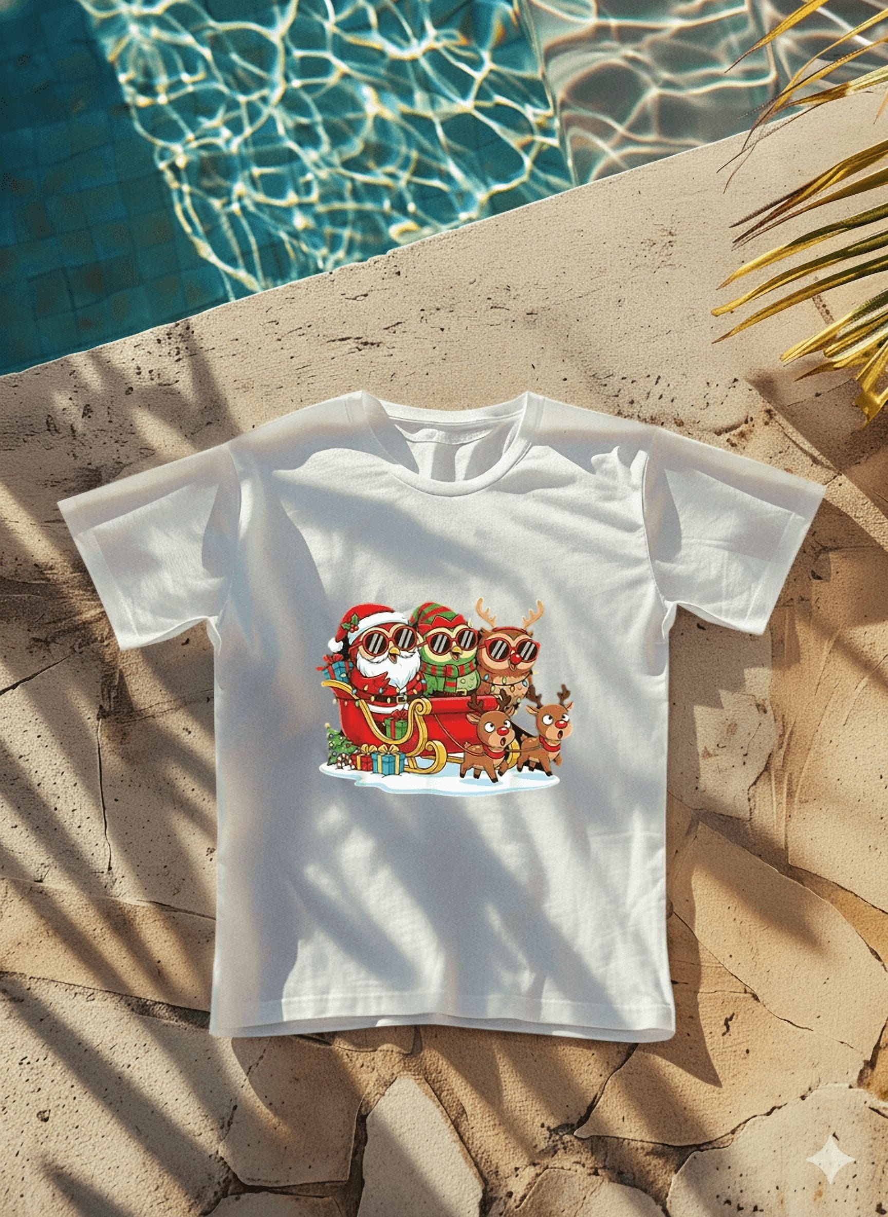 Funny Holiday Owl with Red Hat Reindeer Elf Theme for All Ages Unisex T ...