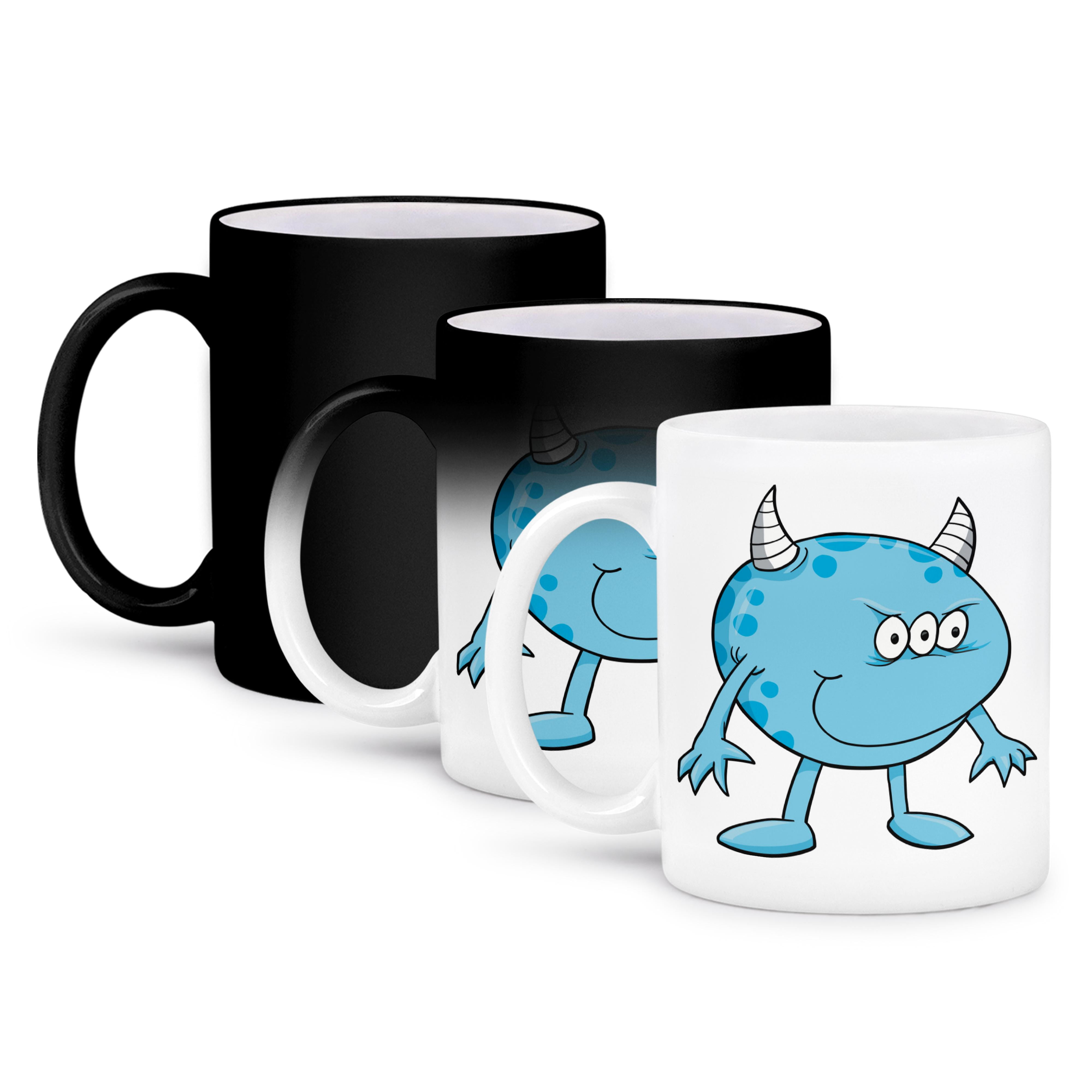 3dRose, Funny Horned Light Blue Monster Creature Cartoon, 11oz Magic ...