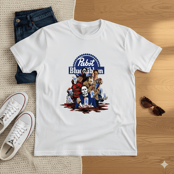 Funny Horror Icons Blue Ribbon Party Parody Graphic Art Unisex T-Shirt ...