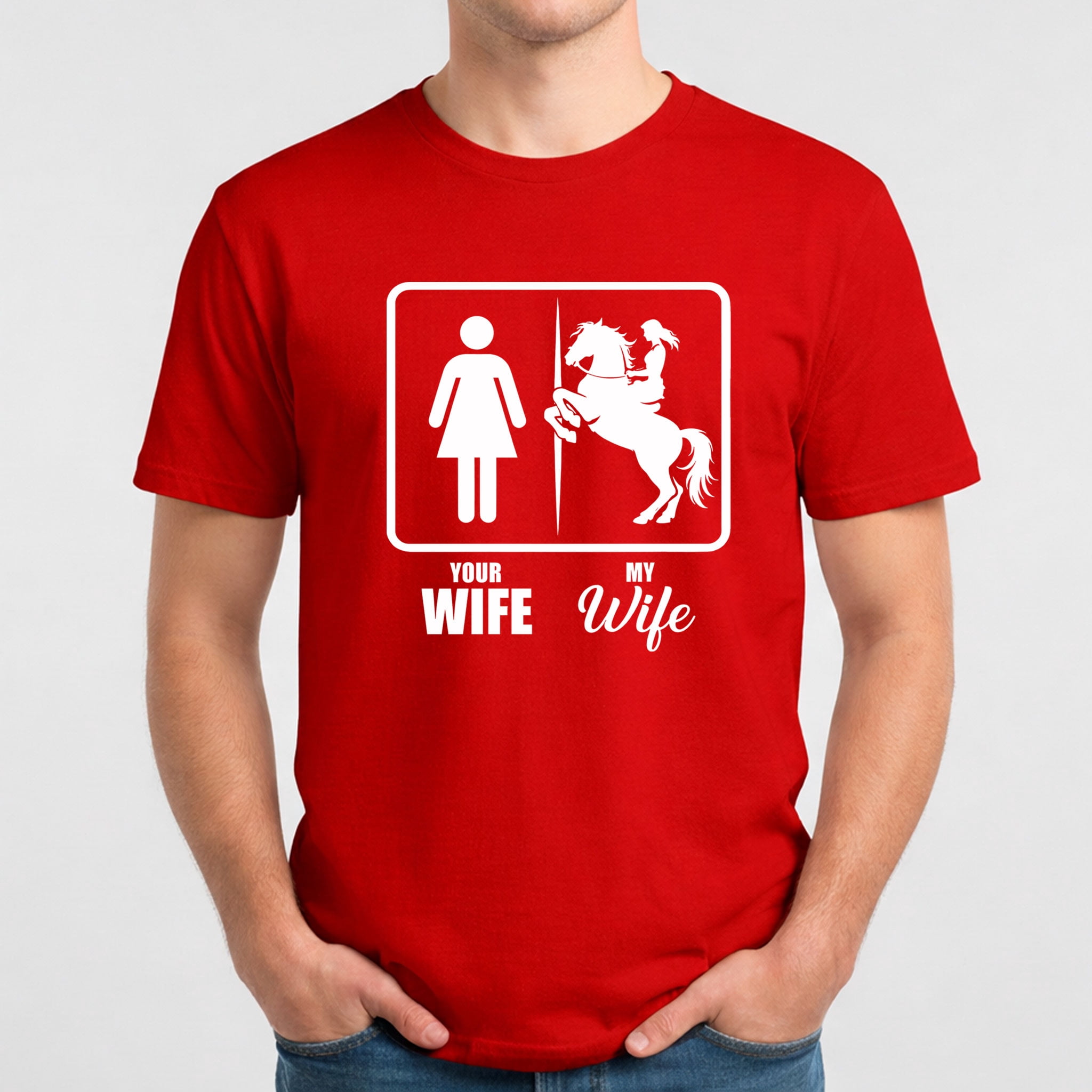 Funny Horse Riding T-Shirt – Your Wife vs My Wife Cowboy Tee ...