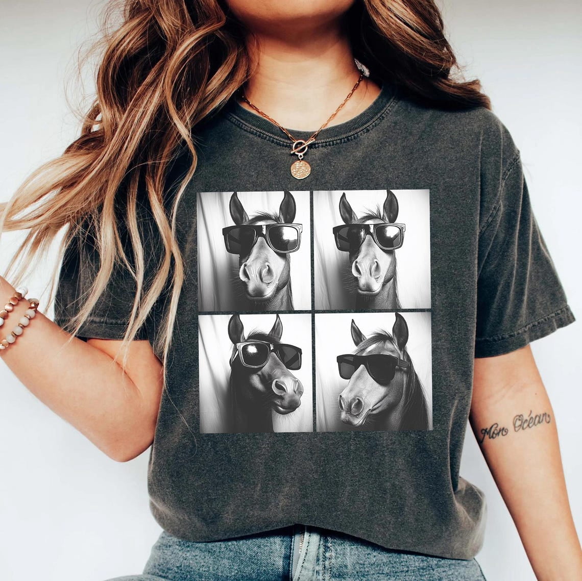 Funny Horse Shirt, Horse With Sunglasses, Horse Lover Tee, Horses Photo ...