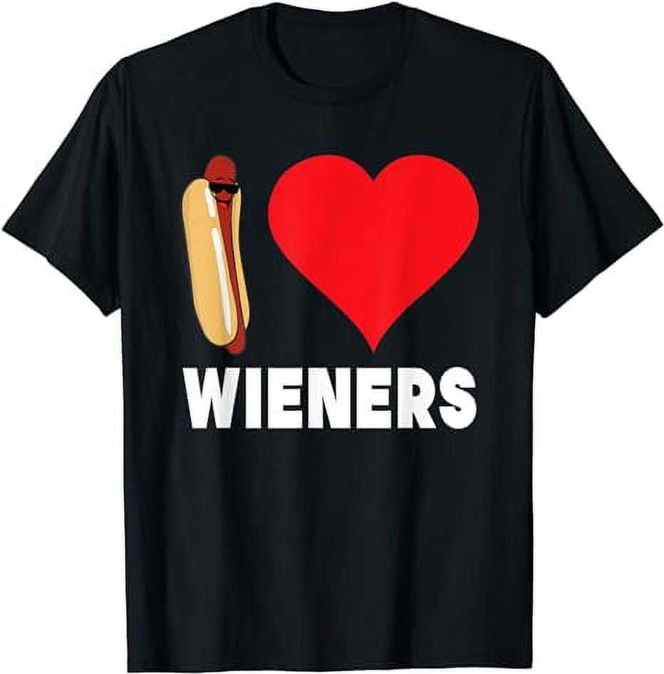 Funny Hot Dog Design - I Love Wieners Heart BBQ LGBT Gay T-Shirt ...