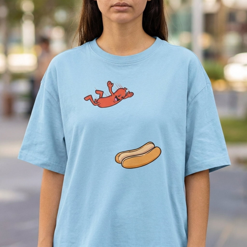 Funny Hot Dog Jumping Into Bun Shirt, Hot Dog 4th Of July, Cute Sausage ...