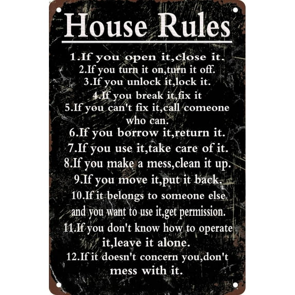 Funny House Rules Metal Sign, Bar Rules Wall Decor Plaque, Funny Retro ...