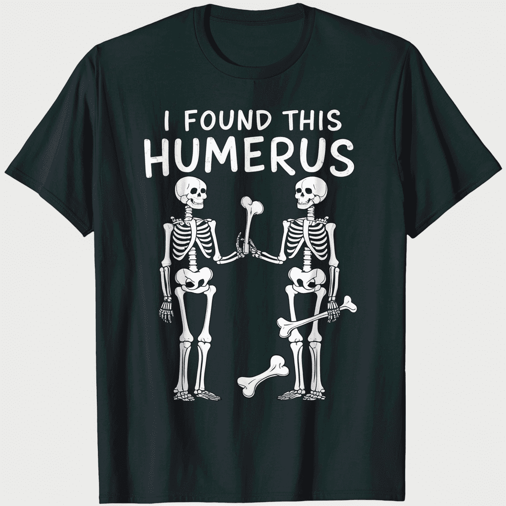 Funny Humerus Bone Skeleton Pun Unisex Graphic Short Sleeve T-Shirt ...