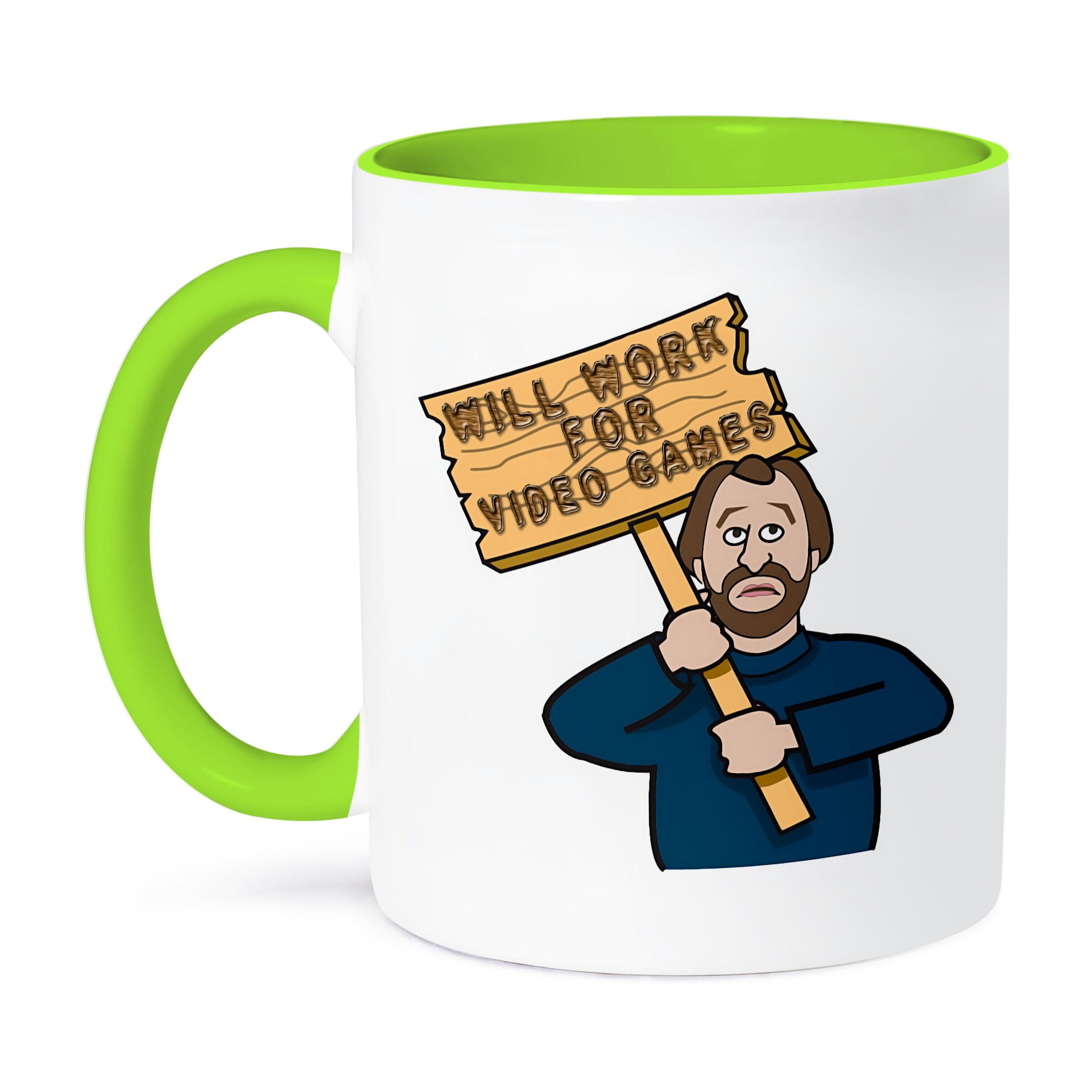 3dRose, Funny Humorous Man Guy With A Sign Will Work For Video Games ...