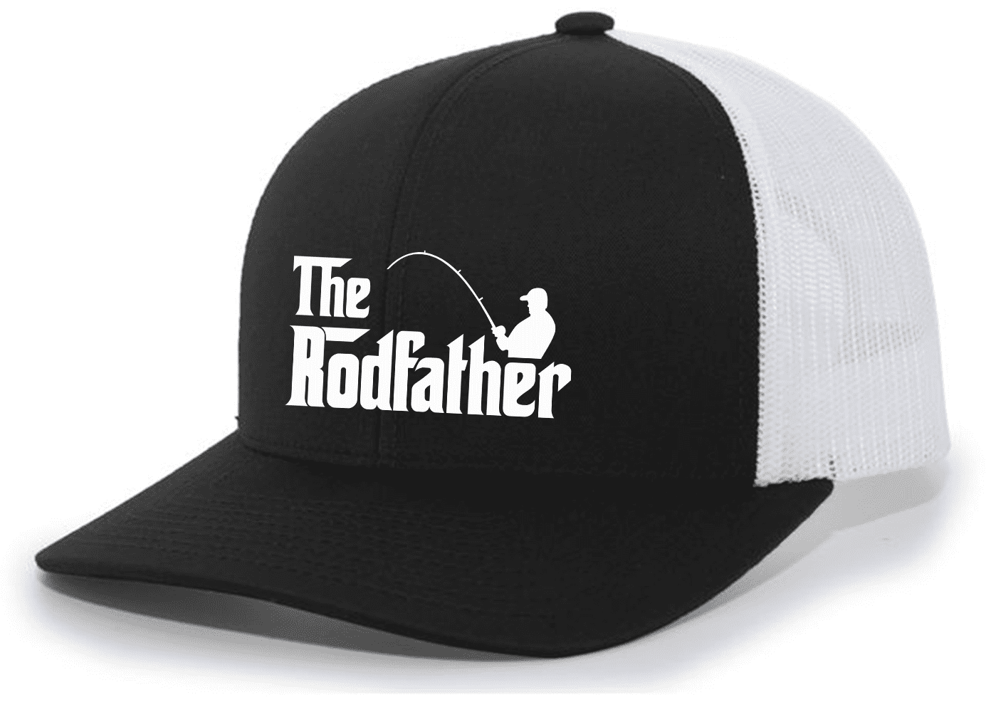 Funny Humorous Mens The Rod Father Fishing Outdoors Embroidered Mesh ...