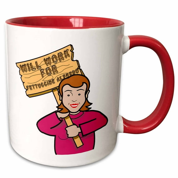 3drose, Funny Humorous Woman Girl with a Sign Will Work for Fettuccine ...