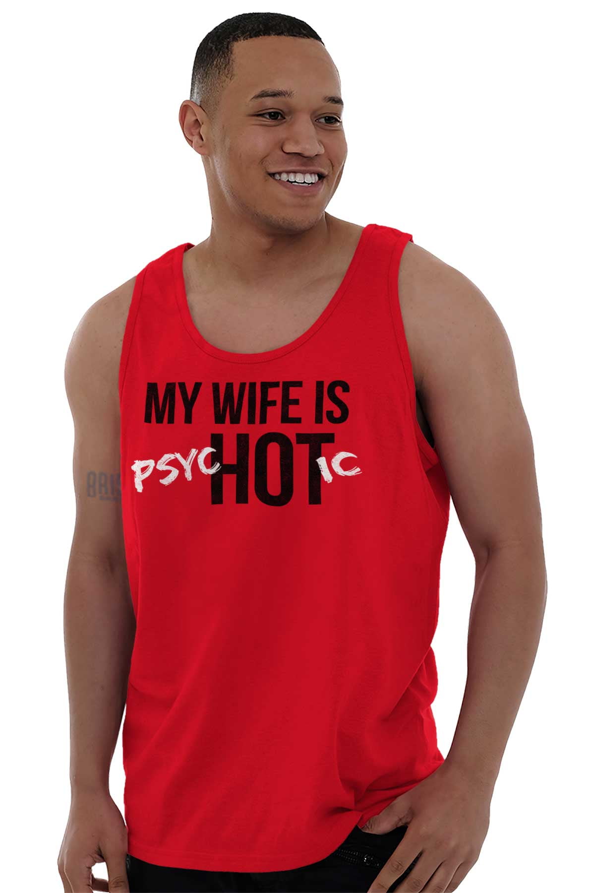 Funny Husband Humor My Wife is Hot Tank Top Sleeveless Tee Men Brisco ...