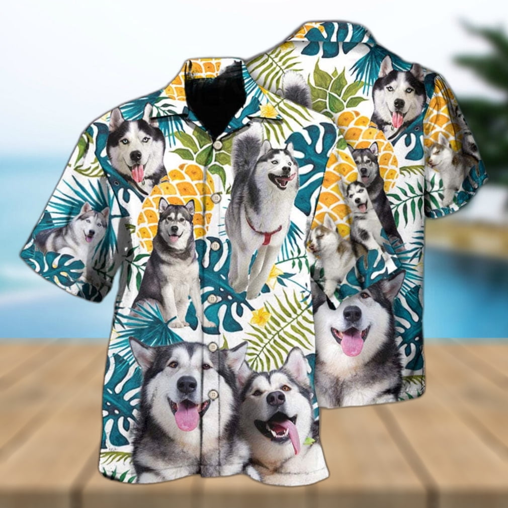 Funny Husky Tropical Leaf Hawaiian Shirt Beach Gift For Dog Lovers ...